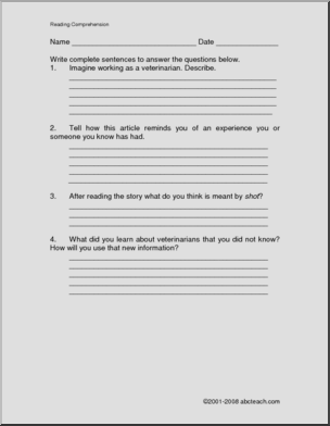 Comprehension: Veterinarian (elem) – Abcteach