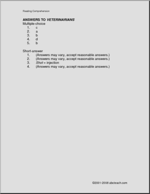 Comprehension: Veterinarian (elem) – Abcteach