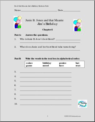 Junie B. Jones and that Meanie Jim's Birthday (primary) Book I abcteach.com