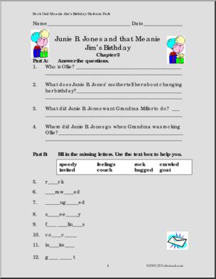 Junie B. Jones and that Meanie Jim's Birthday (primary) Book I abcteach.com