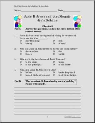 Junie B. Jones and that Meanie Jim’s Birthday (primary) Book – Abcteach
