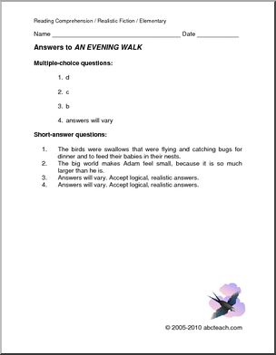 Fiction: An Evening Walk (elem) | Abcteach