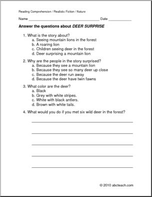 Fiction: Nature - Deer Surprise (primary) | Abcteach