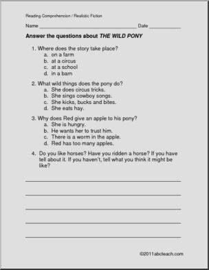 Fiction: The Wild Pony (primary) – Abcteach