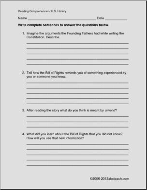 Comprehension: The Bill of Rights (primary) – Abcteach