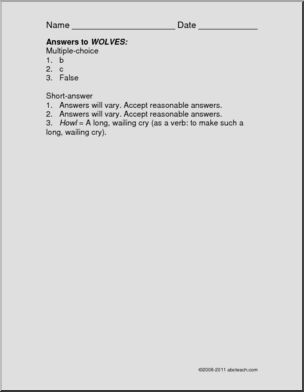 Comprehension: Wolves (primary/elem) | Abcteach