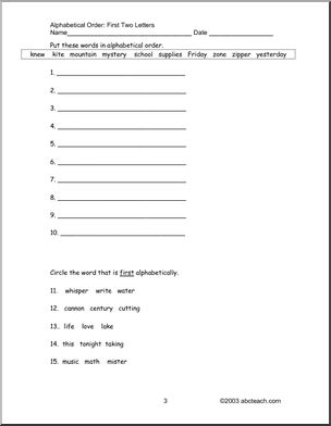 ABC Order - 2nd letter - Part 2 of 5 I abcteach.com