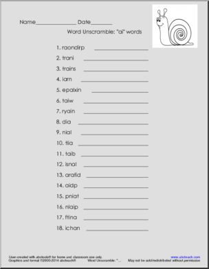 Spelling List: ‘ai’ words (upper elem) – Abcteach
