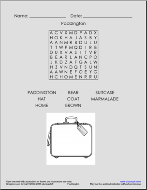 Vocabulary Unit: Book – Paddington (k-1) – Abcteach