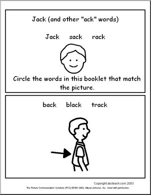 "ack" words (version 2) Word Family Booklet I abcteach.com