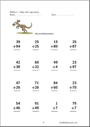 Worksheet: Addition 2 digits (set 3) | Abcteach