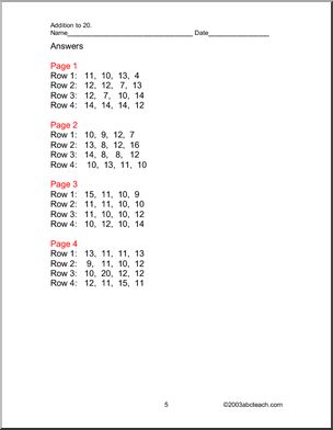 Addition up to 20 Worksheets – Abcteach