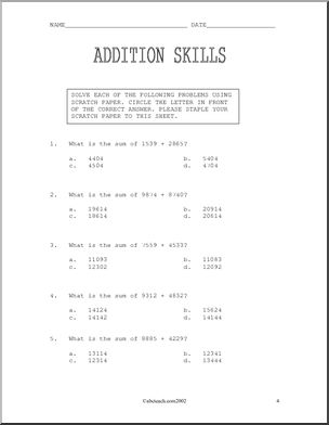 Addition 2 to 4 digit Practice & Test
