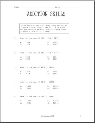 Addition 2 to 4 digit Practice & Test