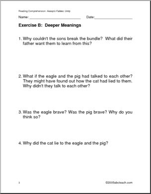 Fables: Aesop and Unity (primary) – Abcteach