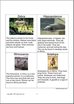 Fact Card: African Animals 1 – Abcteach
