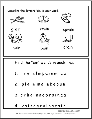 "ain" words Word Family Booklet I abcteach.com