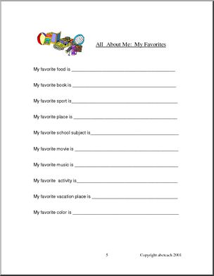 All About Me! Writing Prompts I abcteach.com