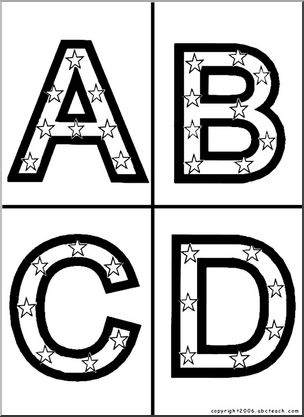 Alphabet Letter Patterns: Stars (b/w) | Abcteach