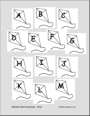 Board Game: Alphabet Kites (preschool) -b/w | Abcteach