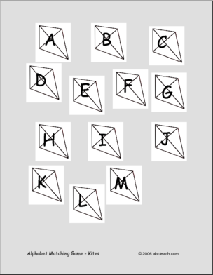 Board Game: Alphabet Kites (preschool) -b/w | Abcteach