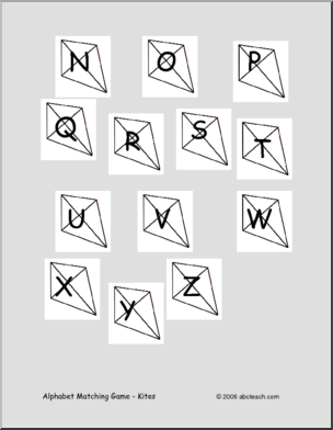 Board Game: Alphabet Kites (preschool) -b/w | Abcteach