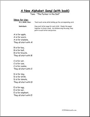 Song: A New Alphabet Song (preschool/primary, color version) – Abcteach