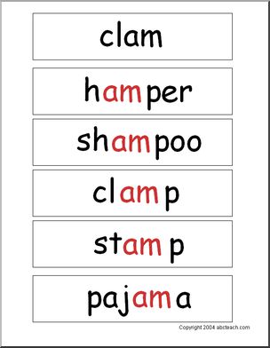 "am" words' Word Wall I abcteach.com