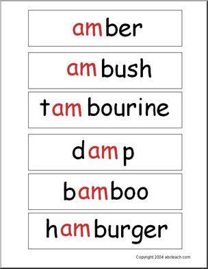 "am" words' Word Wall I abcteach.com