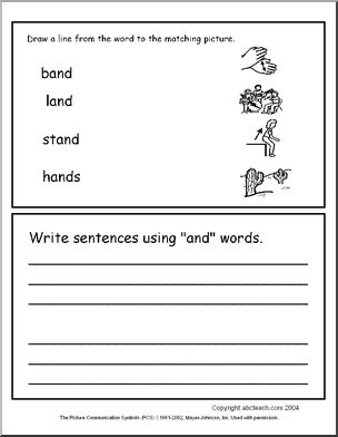 "and" words (version 2) Word Family Booklet I abcteach.com