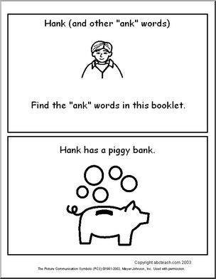 "ank" words (version 1) Word Family Booklet I abcteach.com