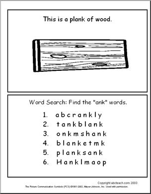 "ank" words (version 1) Word Family Booklet I abcteach.com
