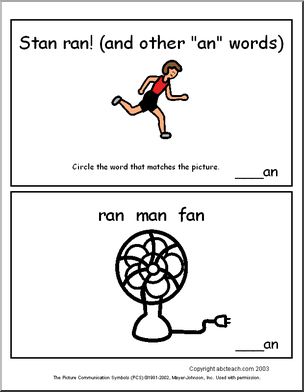 "an" words (version 2) Word Family Booklet I abcteach.com