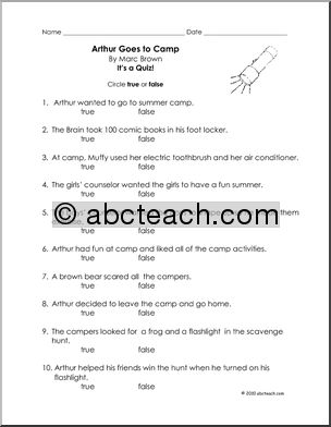 Arthur Goes to Camp (elem) Book I abcteach.com