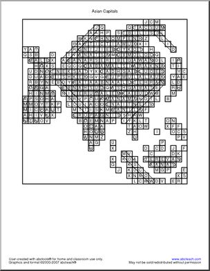 Word Search: Asia - Capitals | Abcteach