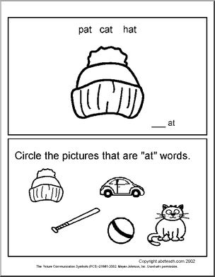 "at" words (version 2) Word Family Booklet I abcteach.com