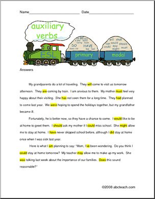 Worksheet: Identify Auxiliary Verbs (ESL) | Abcteach