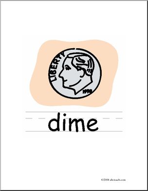 Clip Art: Basic Words: Dime Color (poster) I abcteach.com