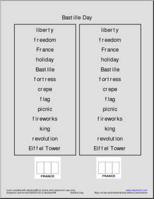 Spelling: Bastille Day (primary/elem) – Abcteach