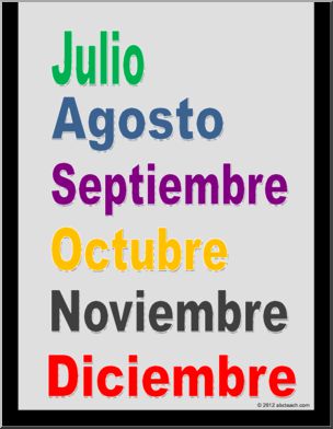 Spanish: Calendario-Poster of Months (color) | Abcteach