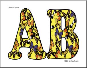 Bulletin Board: Butterfly Theme Letters A-Z (color) | Abcteach