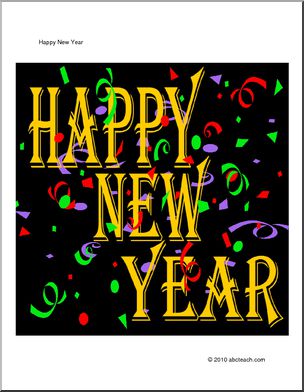 Bulletin Board: New Years Set (color) | Abcteach