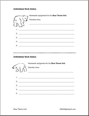 Assignment Forms: Bears – Abcteach