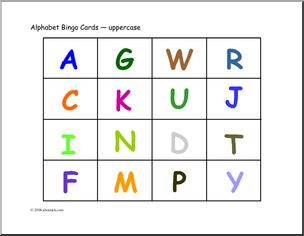 Bingo Cards: Alphabet (uppercase, color) - Abcteach