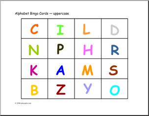 Bingo Cards: Alphabet (uppercase, color) - Abcteach