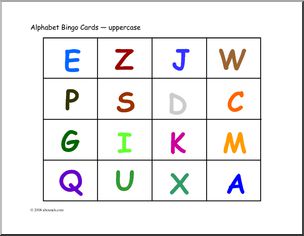 Bingo Cards: Alphabet (uppercase, color) - Abcteach