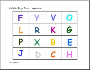 Bingo Cards: Alphabet (uppercase, color) - Abcteach