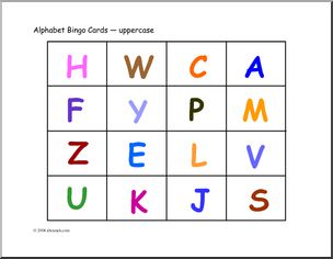 Bingo Cards: Alphabet (uppercase, color) - Abcteach