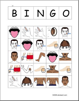 Spanish: Las partes del cuerpo– 5 Tarjetas de Bingo (D) – Abcteach