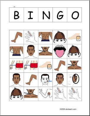 Spanish: Las partes del cuerpo– 5 Tarjetas de Bingo (D) – Abcteach